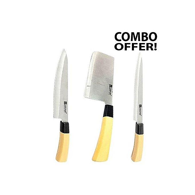 Combo of 3 Pcs Kitchen Knife - Silver | Daraz.com.bd