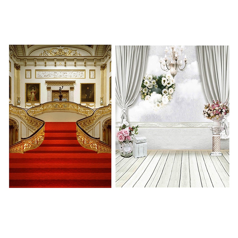 Castle Photography Backdrops Vinyl 5X7Ft & White Curtain Backdrop ...