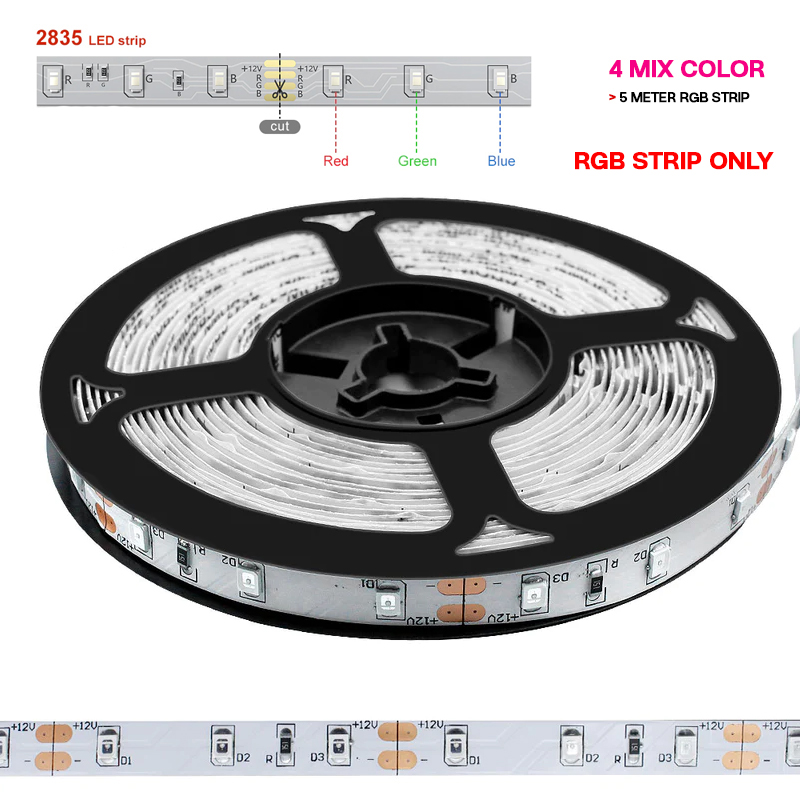 RGB LED Strip Light SMD2835 12V (5Meter) Strips Only - Rgb Led Strip ...