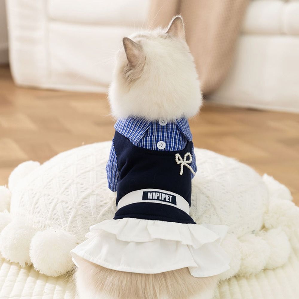 Cat Gown Soft Cat Bowknot Dress Shirt Collar Preppy Style Dog Shirt ...