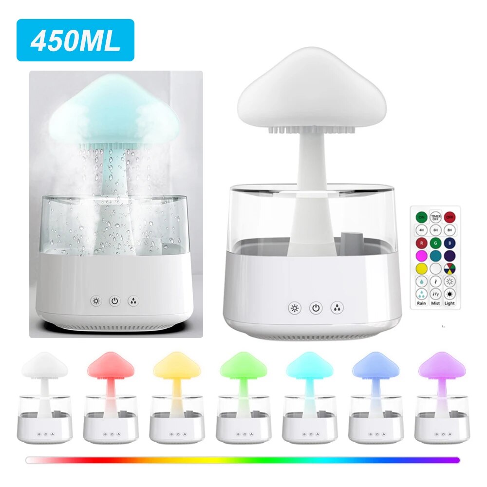 Mushroom Air Humidifier Home Bedroom Aromatherapy Lamp Calming Water ...