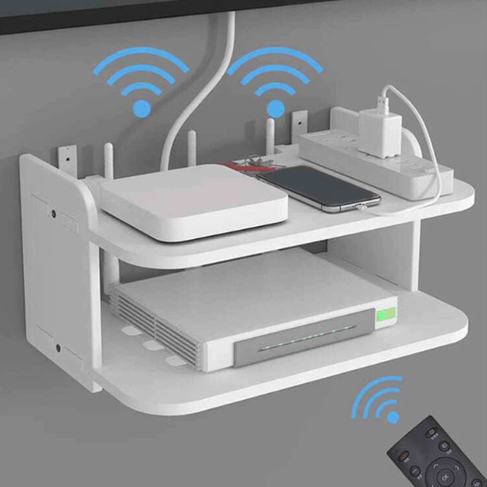New Wifi Router Stand Double Layer Wall Mounted Home decorator PVC Tarpaulin - 2 Layer Wood Desk ...