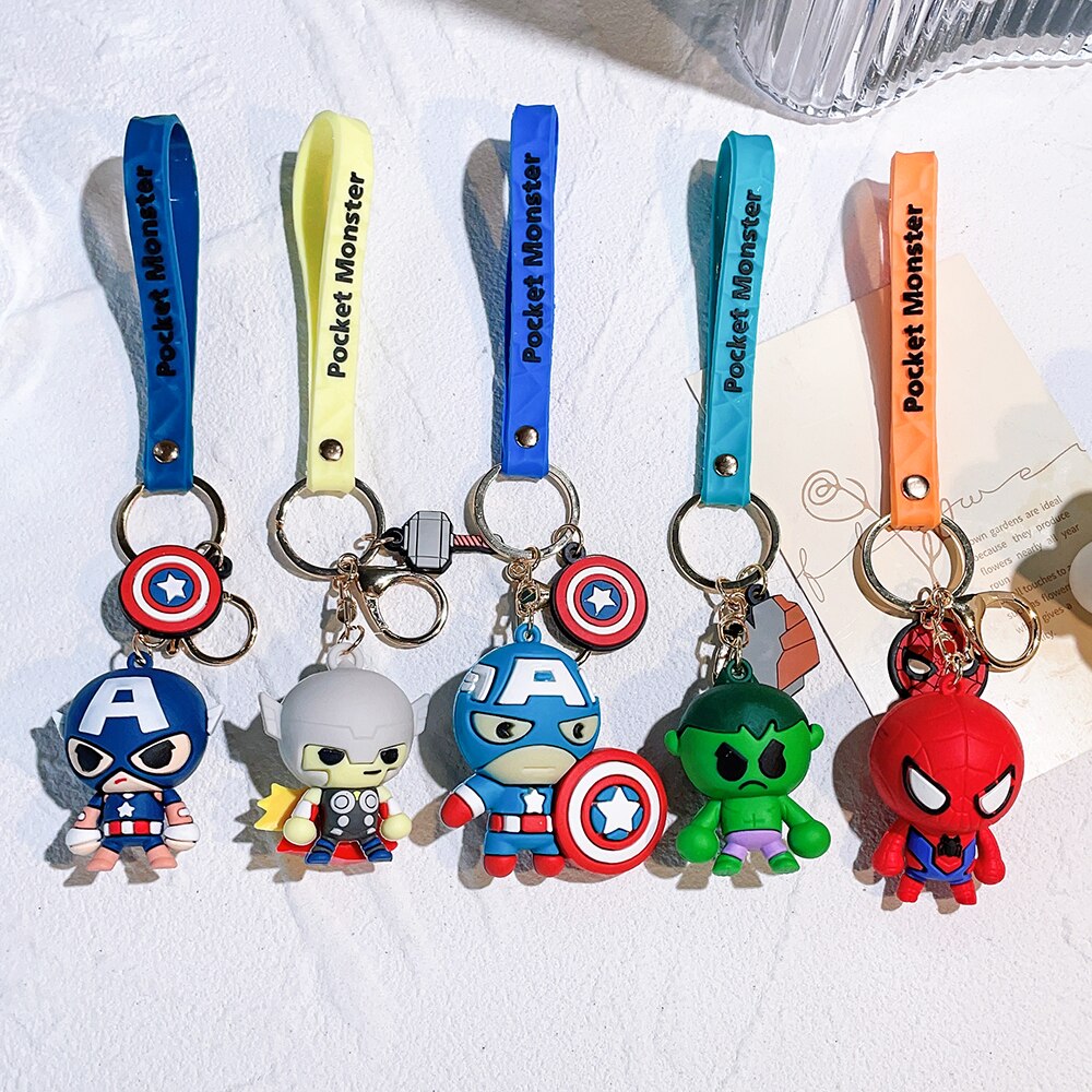 Disney Marvel Superhero PVC Keychain Cartoon Spiderman Hulk Thor ...