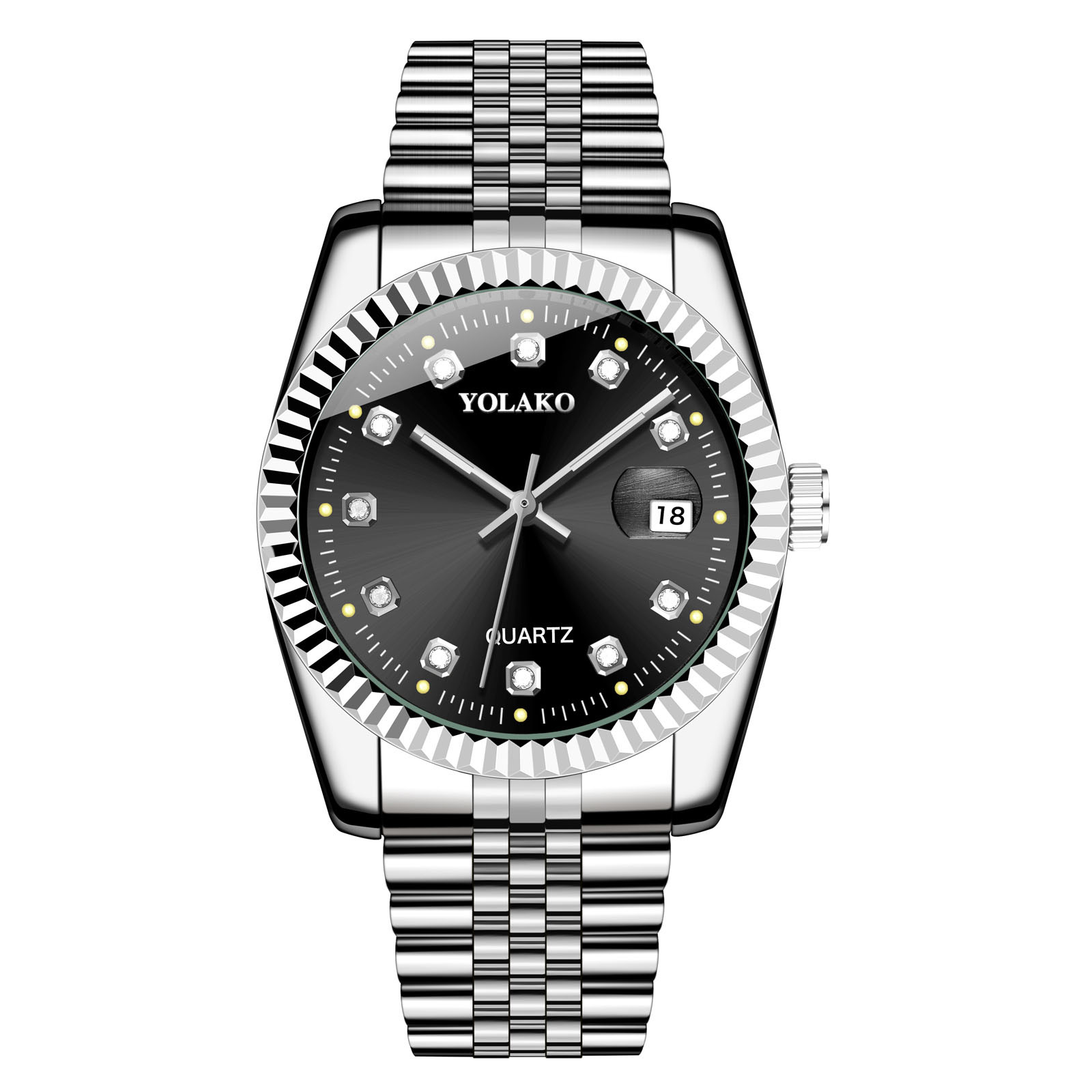 Mens Watches YOLAKO Casual Quartz Stainless Steel Strap Analog Watch ...