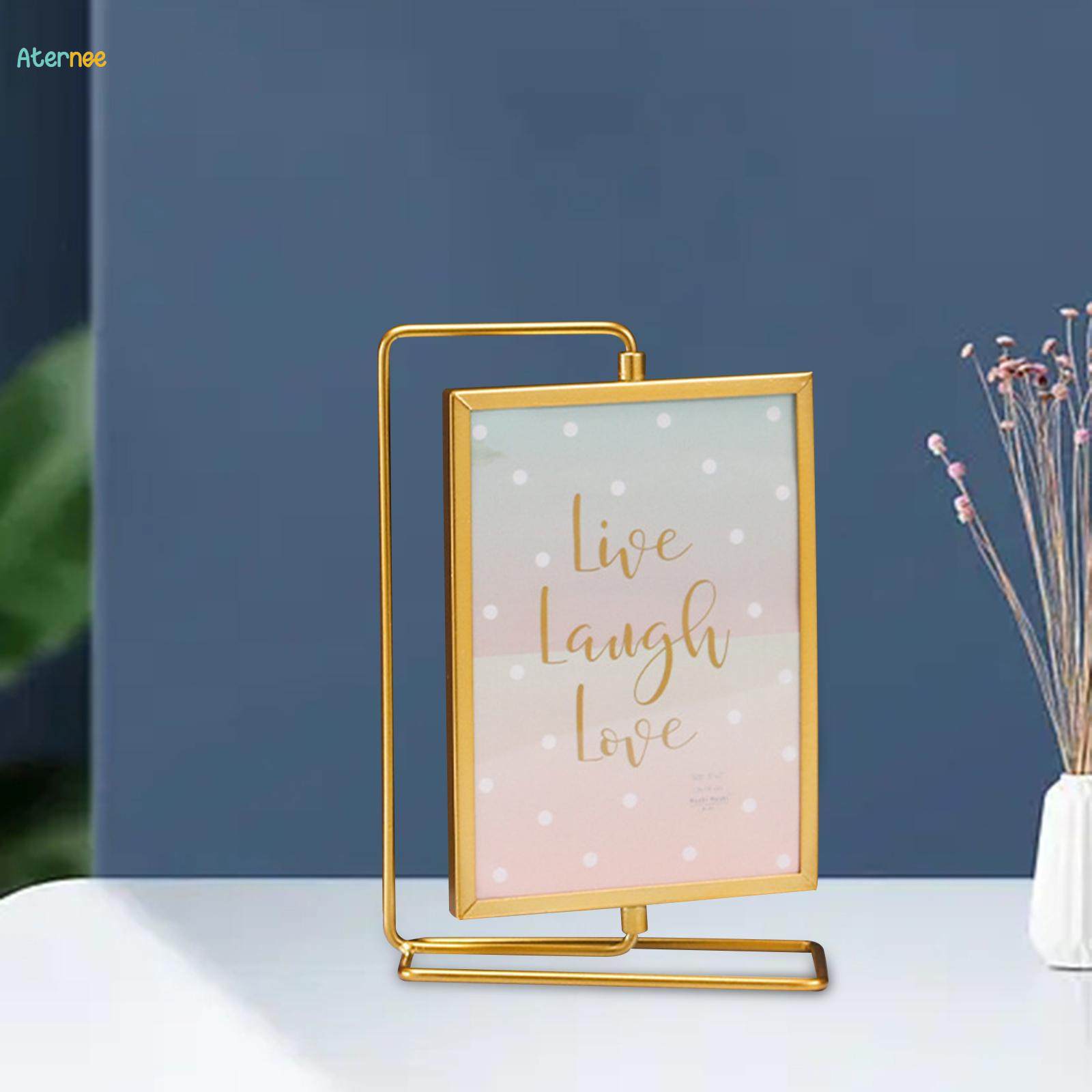 Rotating Photo Frame Metal Bracket Decors Cards Display Holder Picture ...