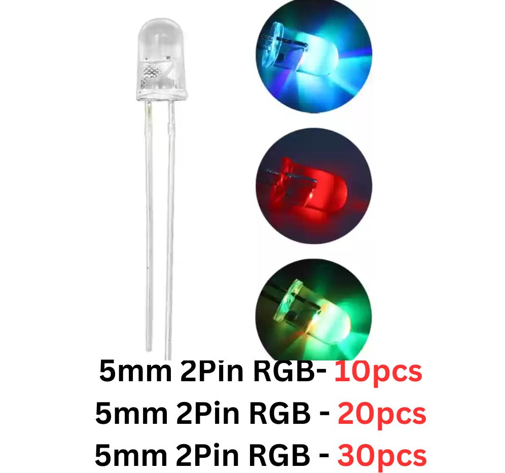 5mm RGB 2Pin Multi Color Changing Flashing LED- 10pcs,20pcs,30pcs ...