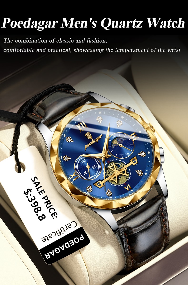 Poedagar 996L Luxury Watch for Men Sports Leather Men's Watches ...