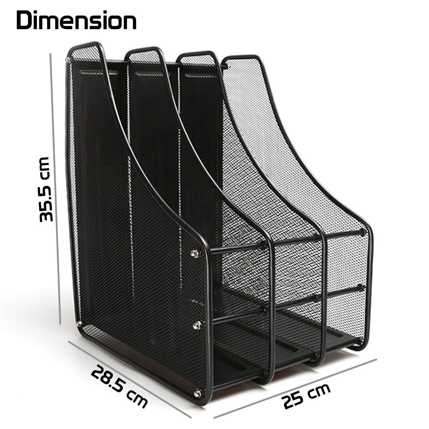 3 Compartment Vertical Sorter File Rack Desk Organiser Book Organizer ...