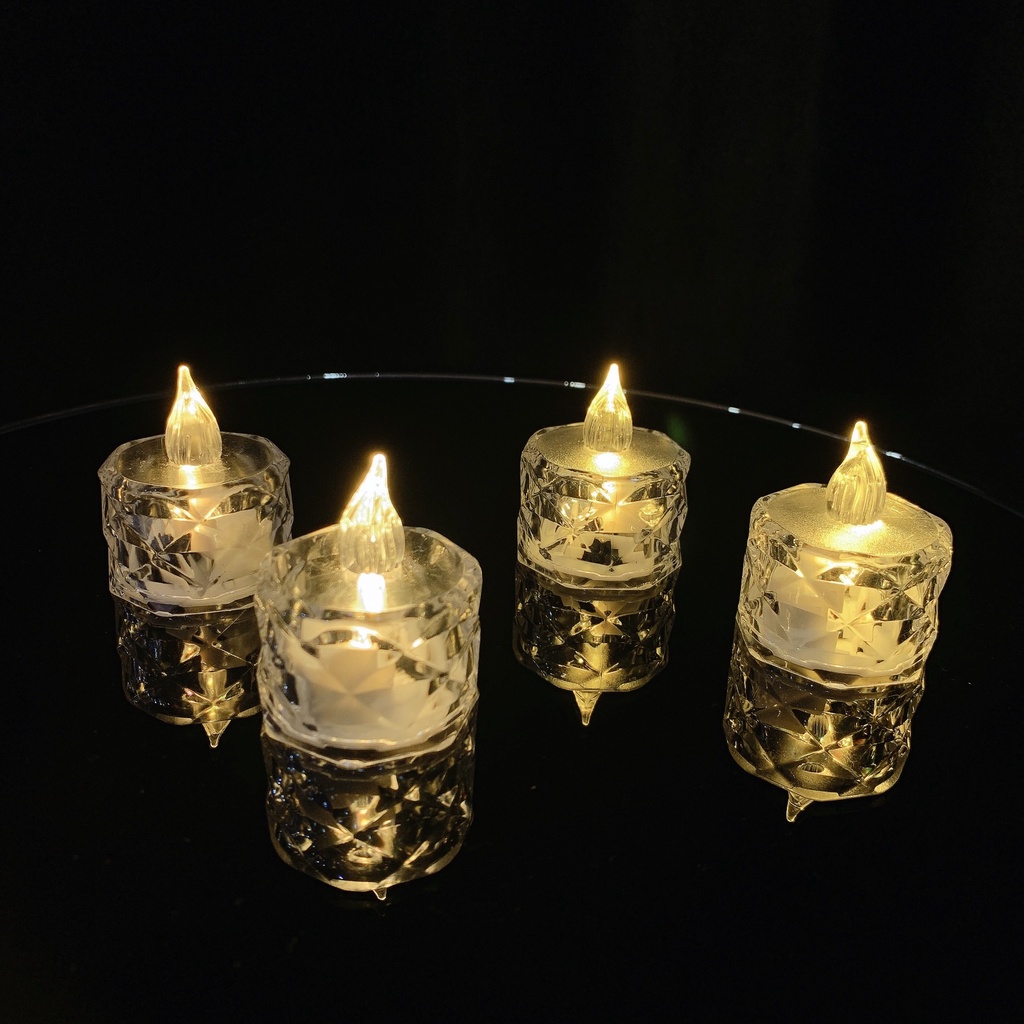 Battery Operated Night Light LED Flameless Fake Candle Light Acrylic ...