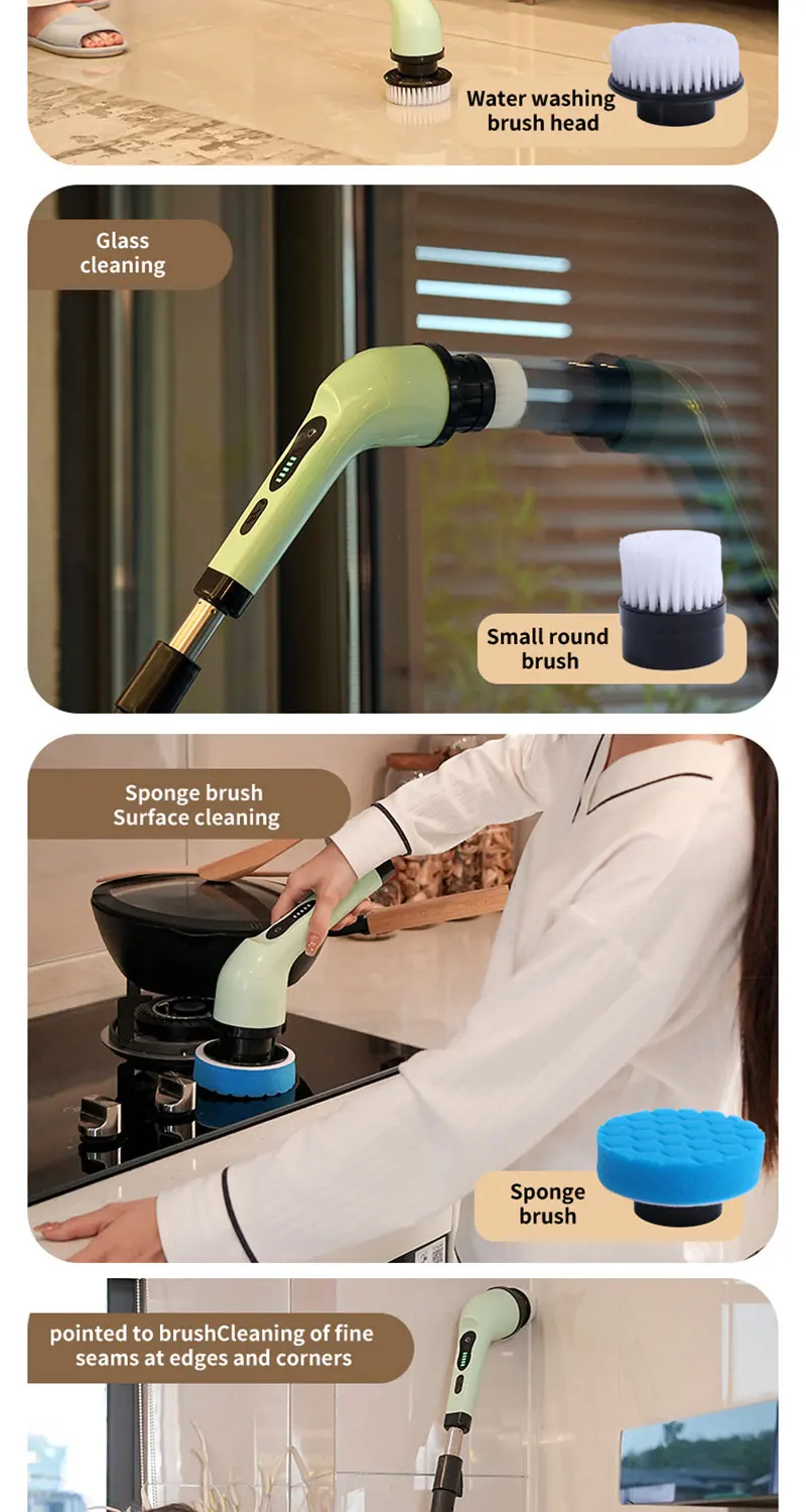 6 in 1 Electric Cleaning Brush Electric Rotating Cleaning Scrubber ...