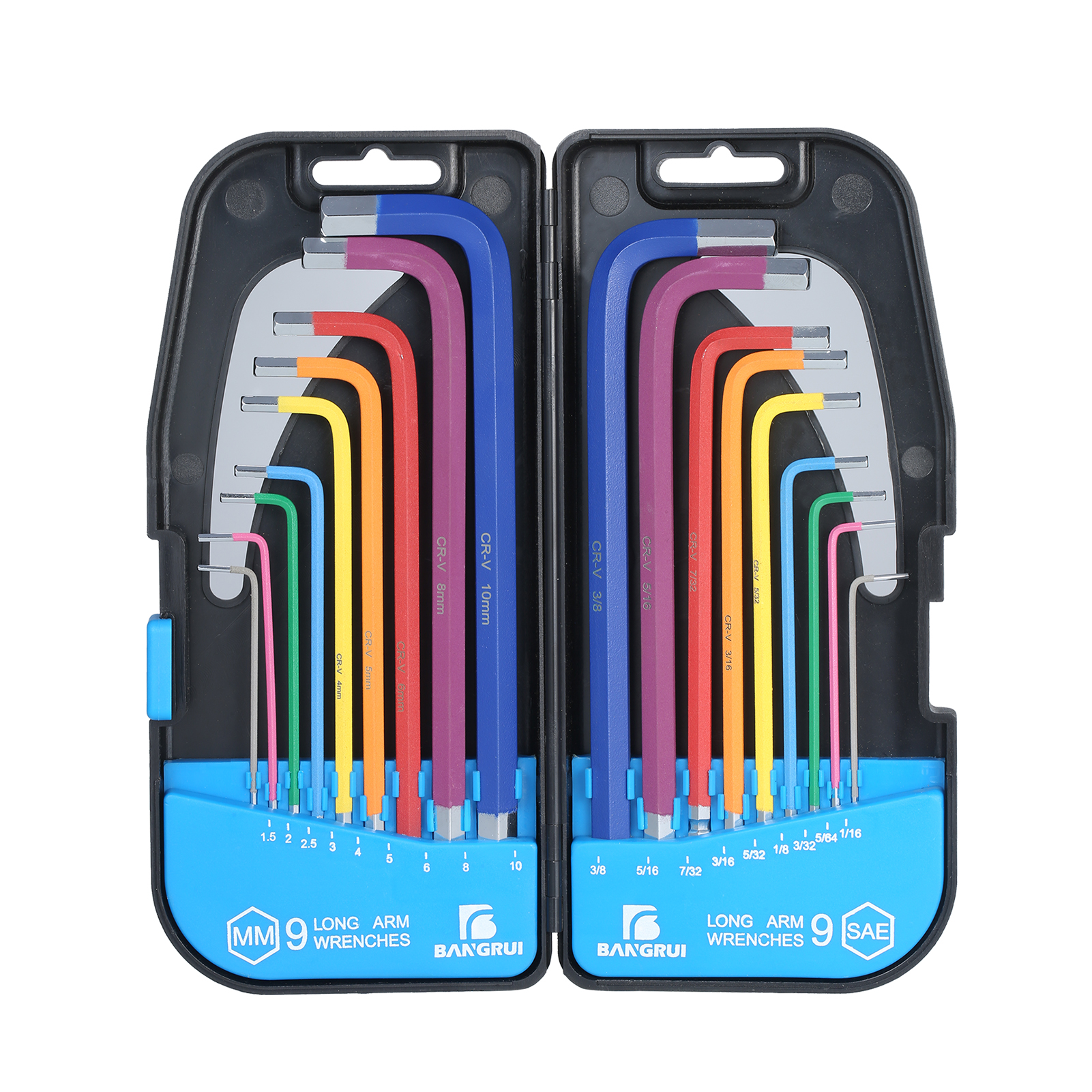 18PCS Ball End Hex Key Wrench Set Multicolor Long Arm Metric & SAE Wrenches Industrial Grade ...