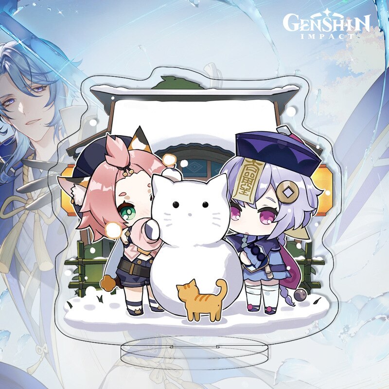 10cm Mini Genshin Impact Acrylic Stand Model Plate Zhongli Xiao Kazuha ...
