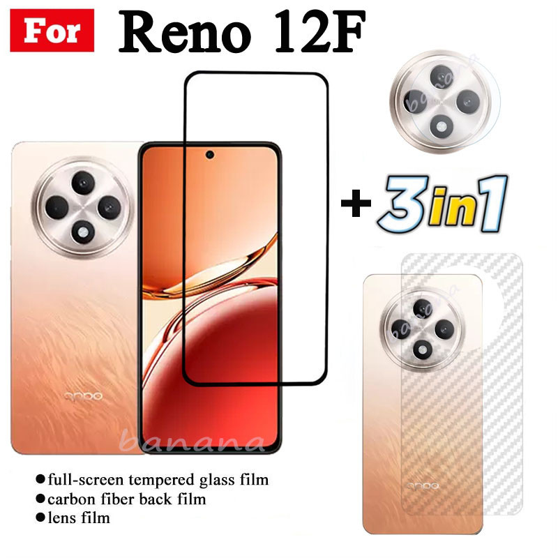 3 IN 1 OPPO Reno 12F Tempered Glass Film For Reno 12 F Reno 11F Full ...