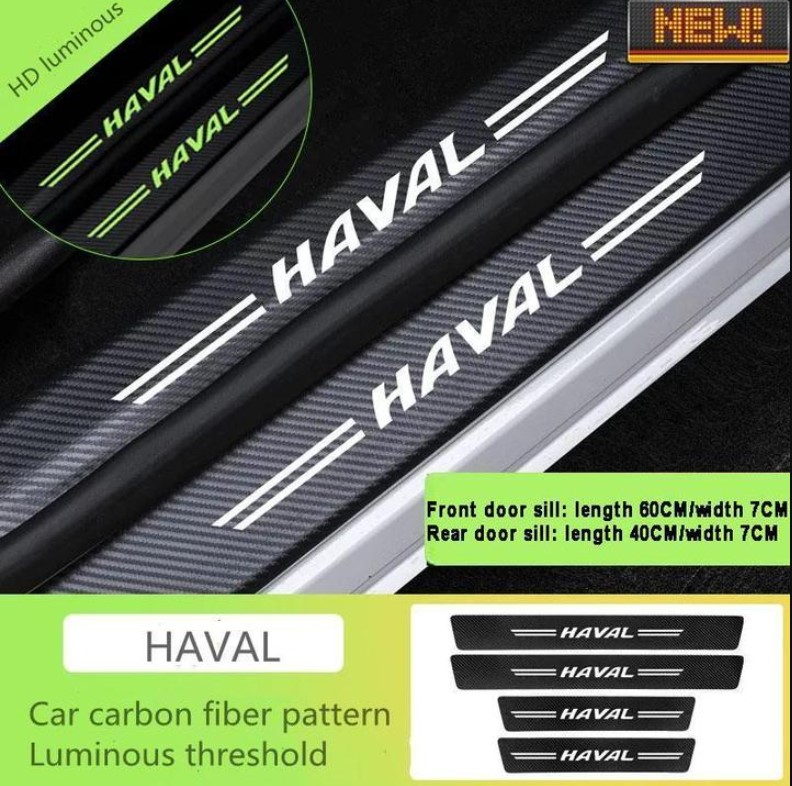 4Pcs 4D Carbon Fiber Luminous Glow in Dark Anti Scratch Car Door ...