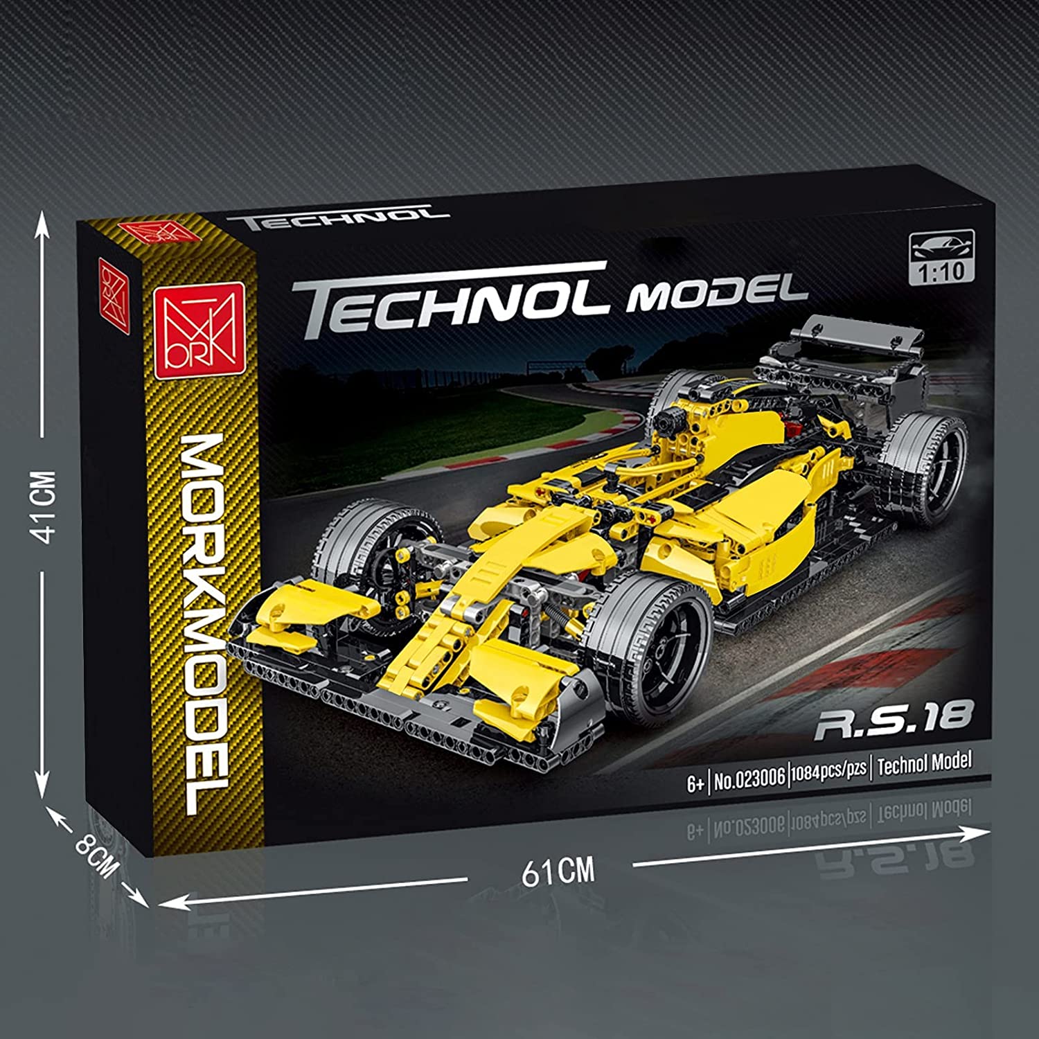 1:10 yellow racing car blocks 1084pcs Technic Formula 1 Exclusive Car ...