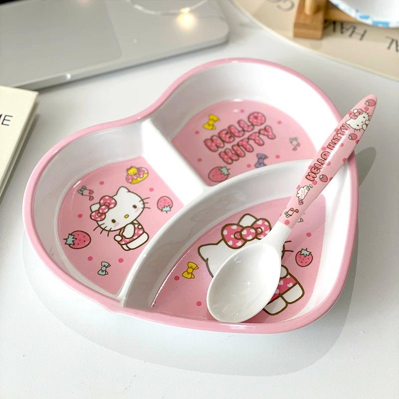 New Kawaii Hello Kittys Plate My Melody Cartoon Cute Girl Heart High ...