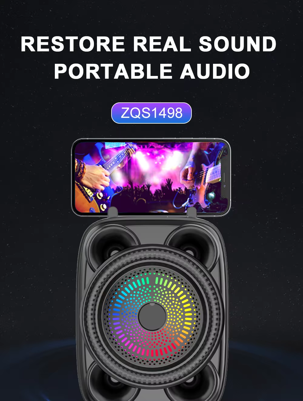 ZQS-1498 Bluetooth, USB, TF Card & FM Radio Supported 4 Inch Driver RGB ...