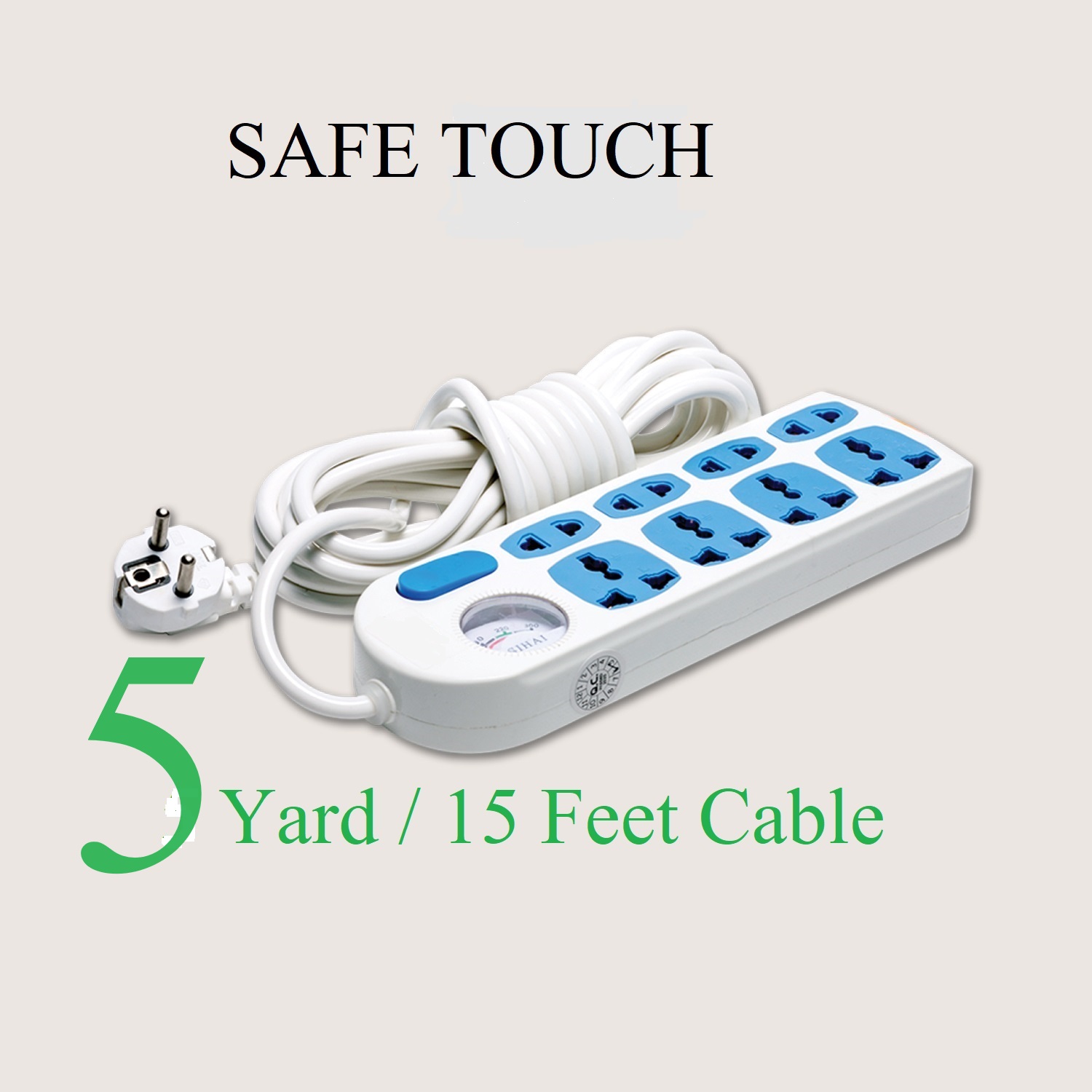 Extension SAFE TOUCH ST-0455 Multiplug 8 Port Extention Socket White ...