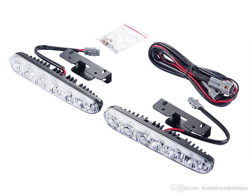 2 Pcs 12V 6 Led Daytime Running Light Universal Drl Kit Day Light Auto ...