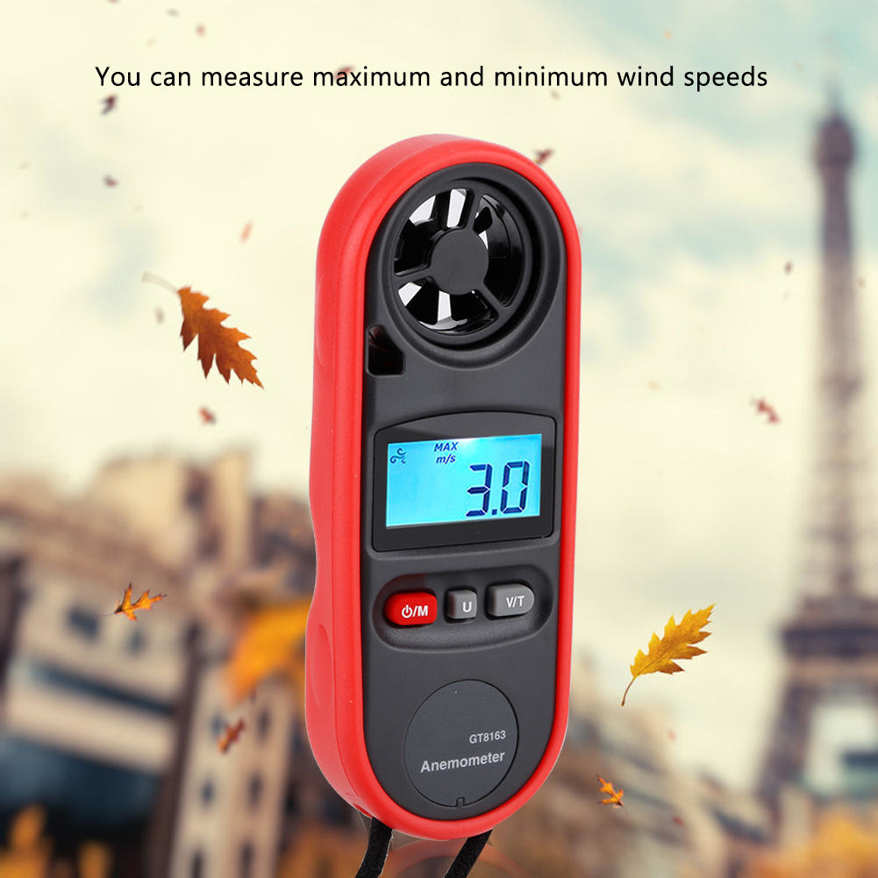 GT8163 Handheld Digital LCD Portable Anemometer Wind Speed Gauge ...