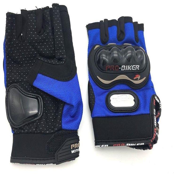 Pro Biker Motorcycle Riding Hand Gloves Half Finger - Blue - Hand ...
