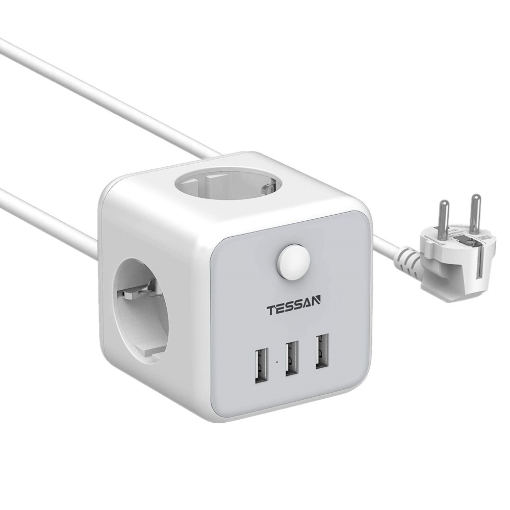 TESSAN Vertical Power Strip Multiple Tower Socket Surge Protector EU ...