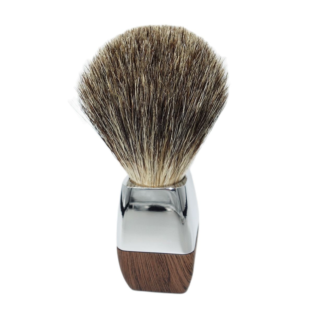 Wet Shaving Soap Lather Brush Pure Badger Hair with Wood Grain Zinc ...