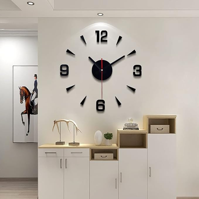Luxury Decor 3D DIY Wall Clock,Round Stylish Modern Wall Clock,Battery ...
