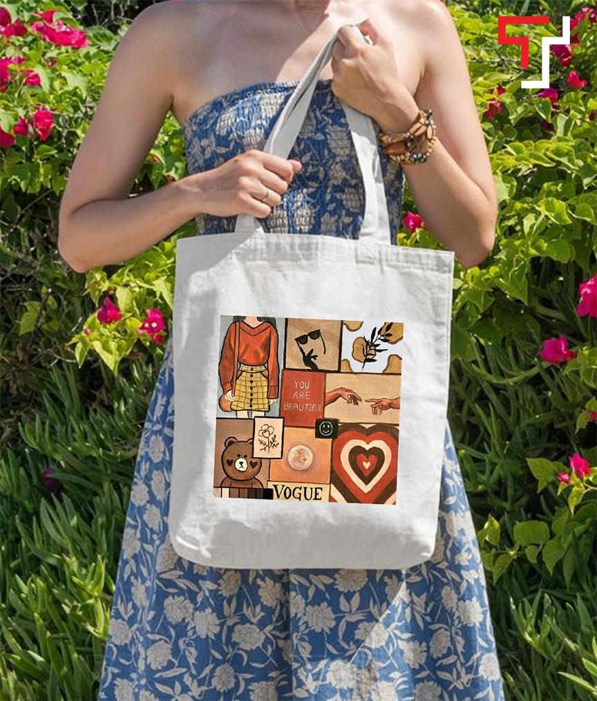 Customiezely Mood Board Printed Black and White Canvas Tote Bag with ...