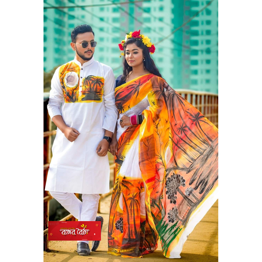 Sharee & Panjabi Combo Dress for Couple | Daraz.com.bd