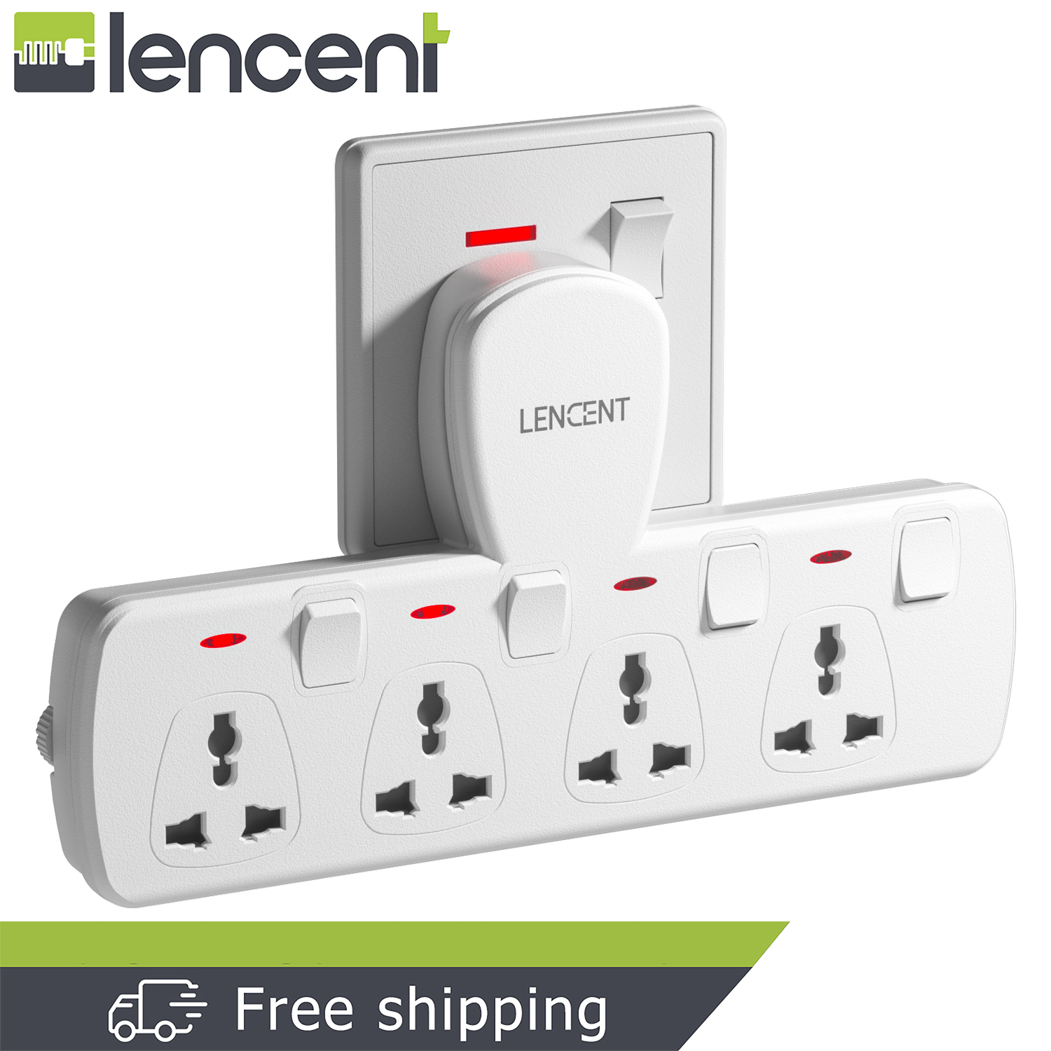 Lencent 4 in 1 Universal Plug Extension Wall Plug with Individual ...