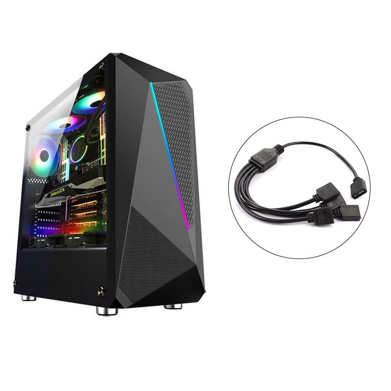 ARGB 5V 3Pin Extension Cable Adapter For PC Case 12v 4pin RGB splitter ...