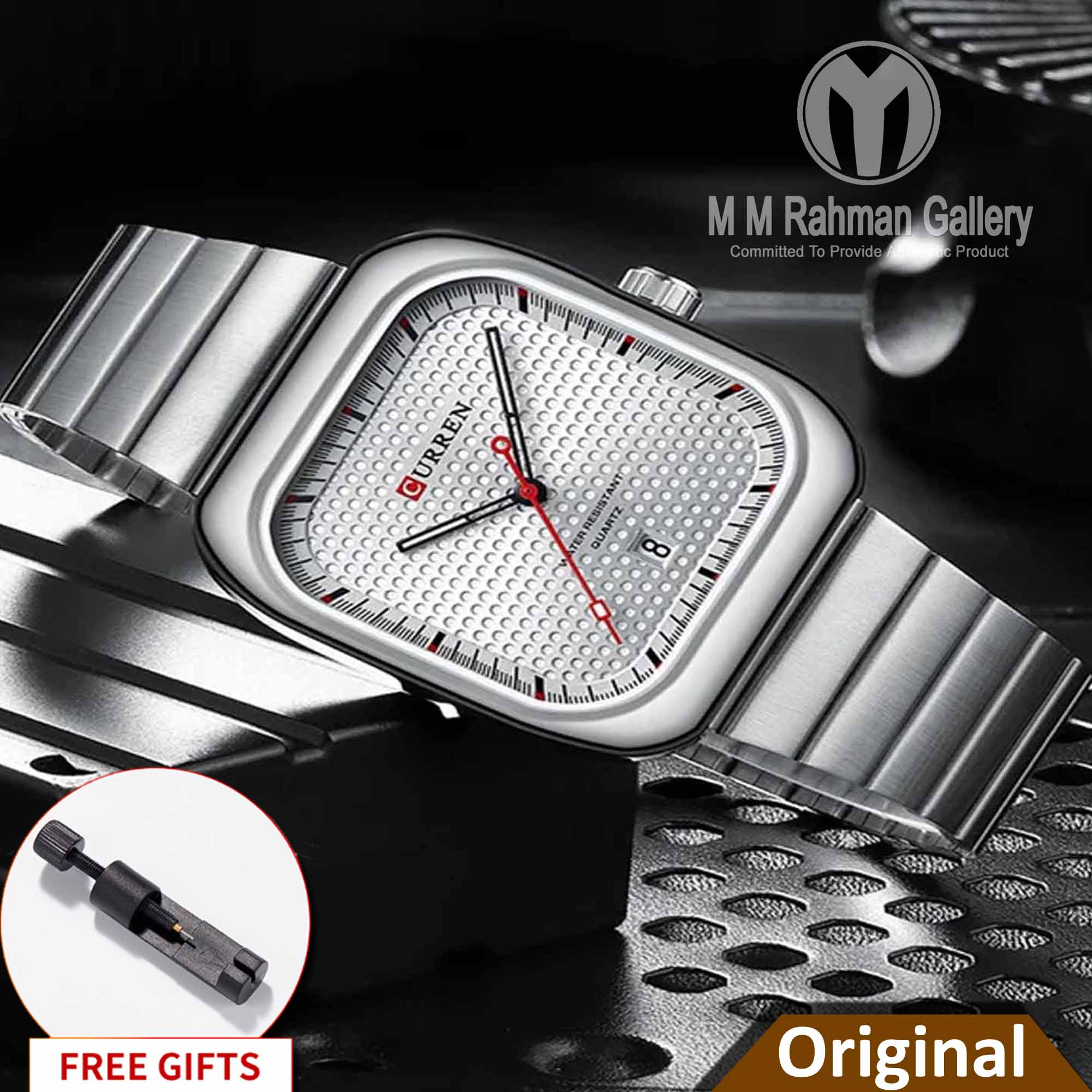 CURREN 8460 Stainless Steel Quartz Fashion Watch For Men - Full Black Color