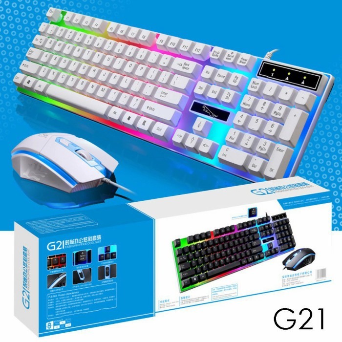 G21-B RGB Gaming Keyboard Mouse Combo White RGB Keyboard and Mouse ...