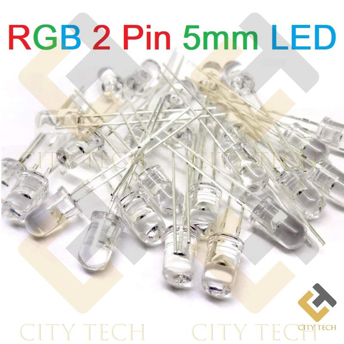 5Pcs RGB LED Light Supper Bright Clear Transparent 2 Pin 5mm RGB LED ...