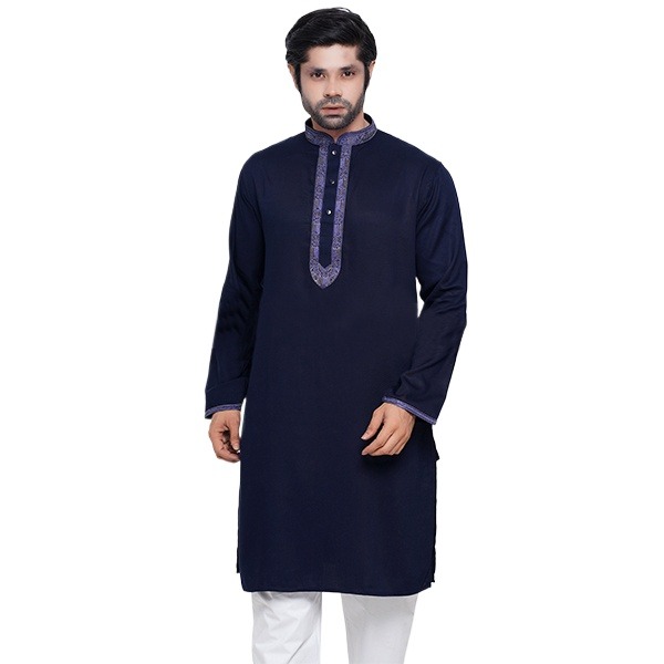 Navy blue embroidered panjabi for men low price | Premium panjabi ...