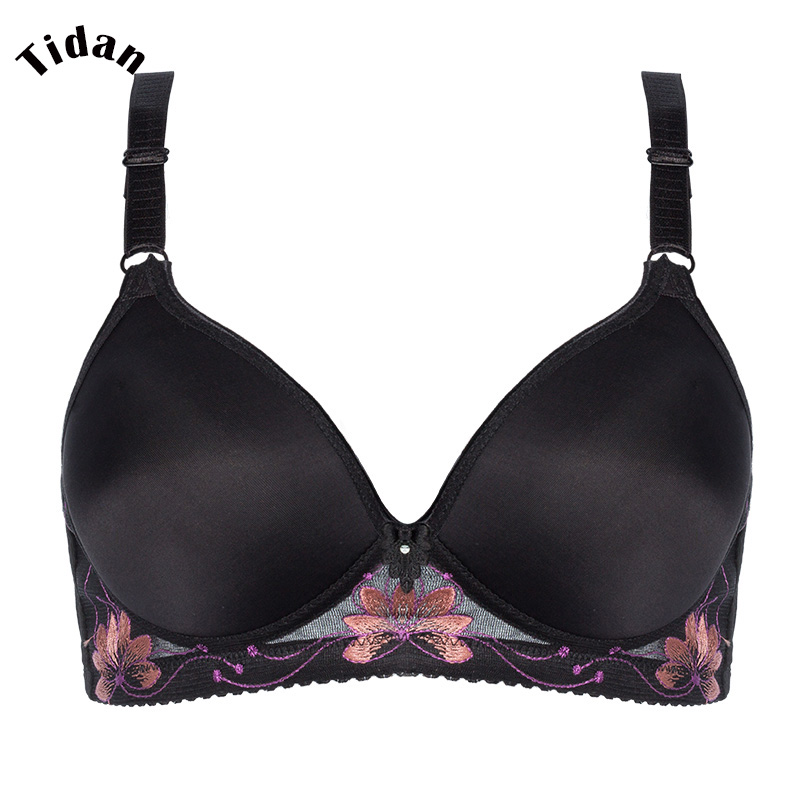 No Steel Ring Knit Ladies Bra Embroidery Thin Cup Bra Gather ...