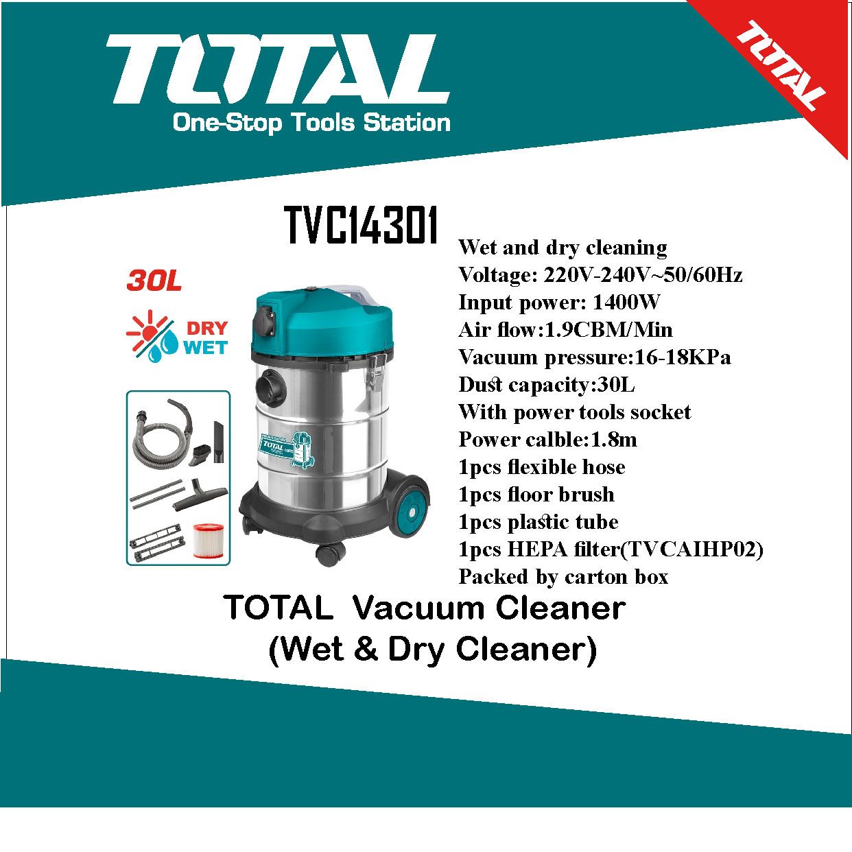 TOTAL Vacuum Cleaner 1400W (Wet & Dry Cleaner) TVC14301 | Daraz.com.bd