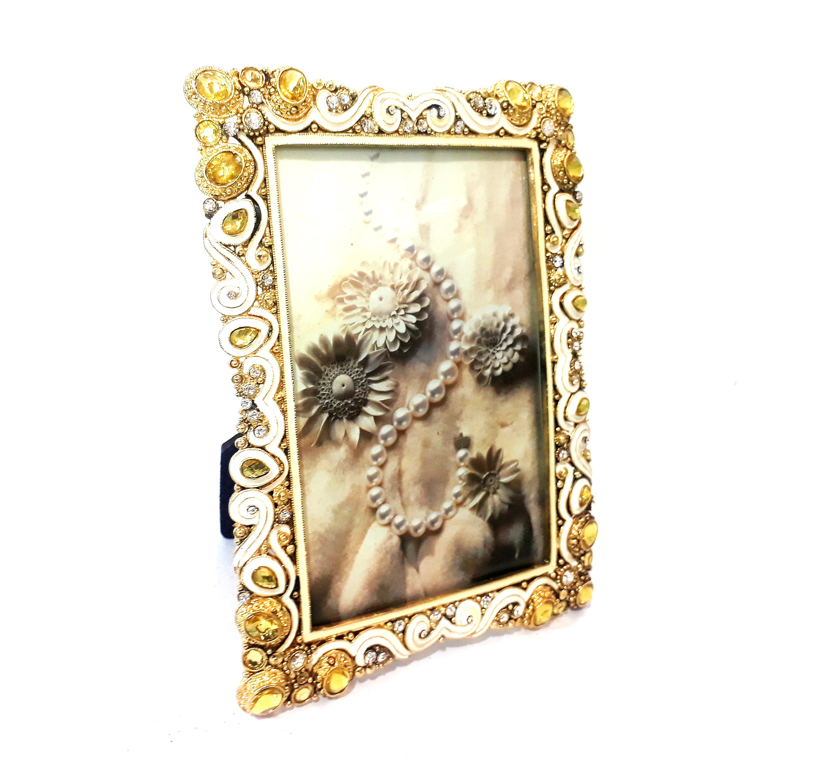 Photo Frame With Stand Made By SS Metal Stone & Glass Frame Height 19CM ...