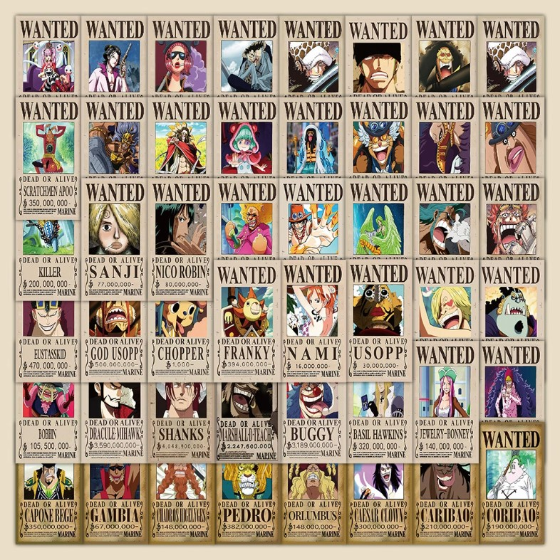 30 Pcs/Set One Piece Mini Poster Square Type Pvc Waterproof Stickers ...