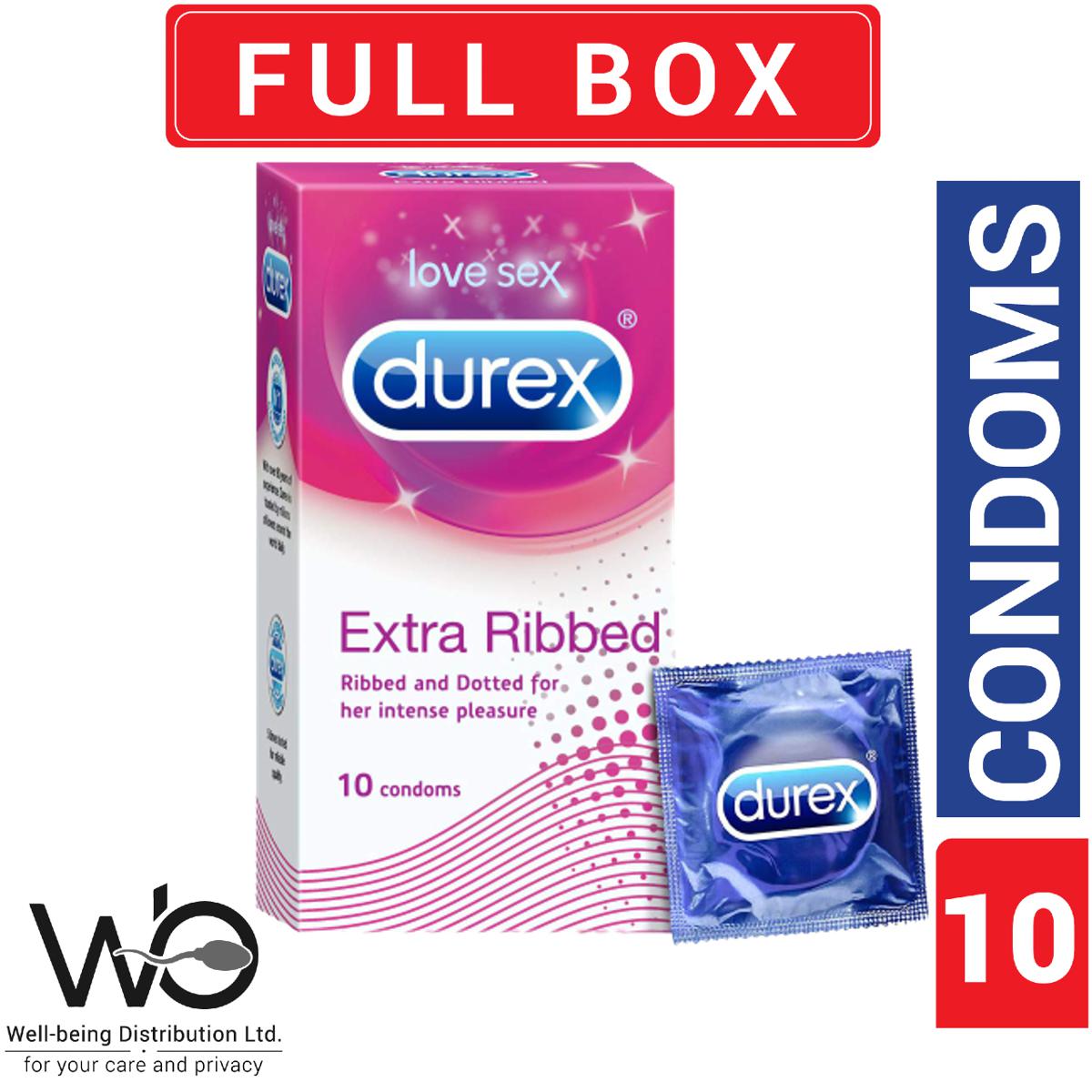 Durex Extra Time Condom 10pcs Box | Made In India | Extra Dots, Thin, Ribbed, Air, Mutual Climax ...