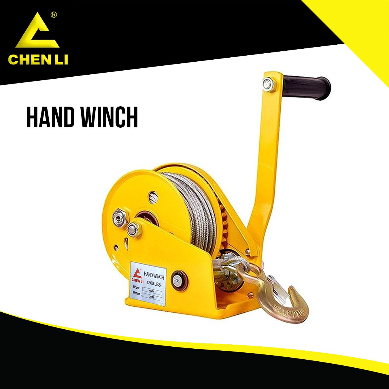 Chenli Hand Winch 1200/1800 Lbs with Cable Pulley Hook Holder Lever ...