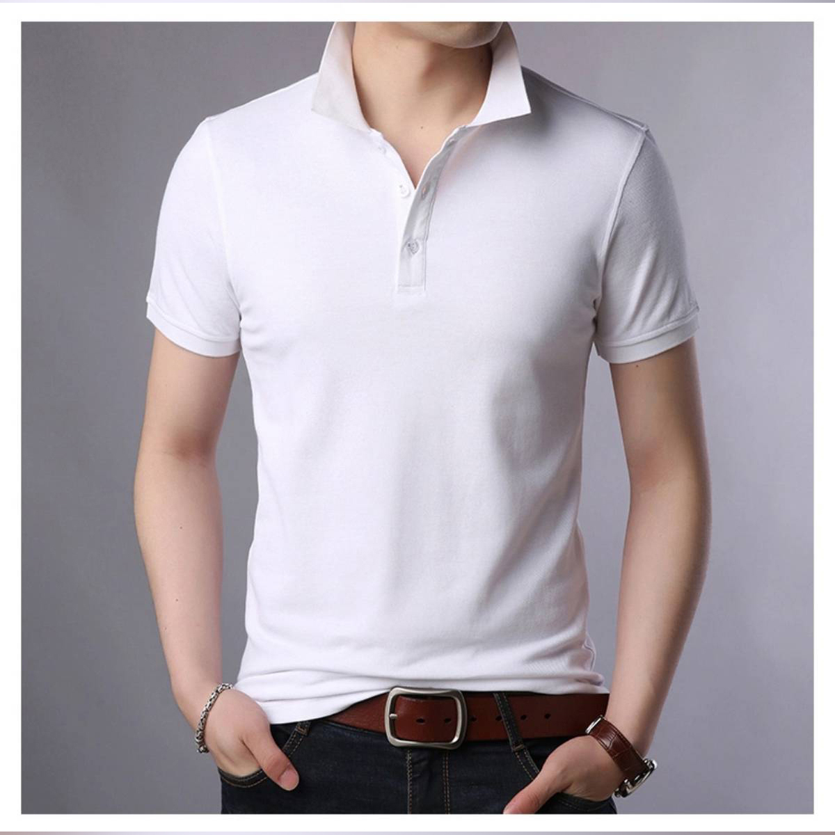 2020 New Men's Solid Color Polo Shirts -White - Polo T Shirt For Men ...