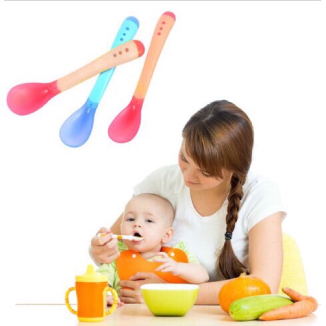 Safety Baby Temperature Sensing Spoon Heat Toddler Food Feeding Spoons ...