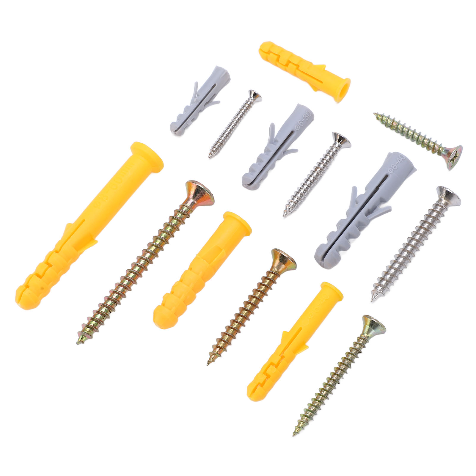 Wall Anchors Screws Kit, Flat Head Self Tapping Screw Set for Bookshelf ...