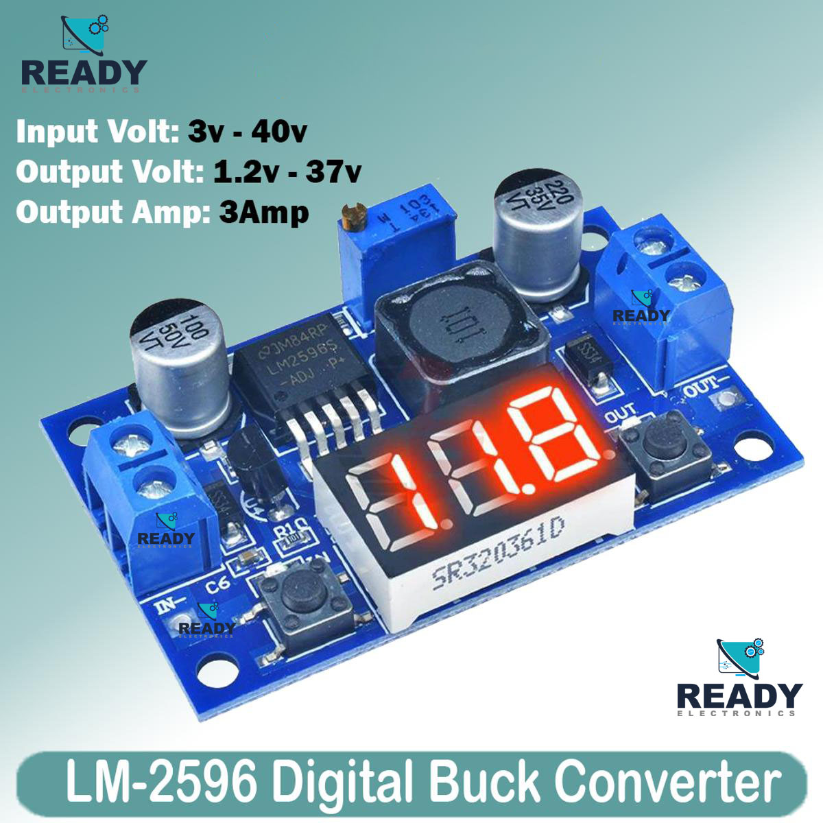LM2596 DC DC Step Down Buck Converter with Digital Tube Display | Daraz ...