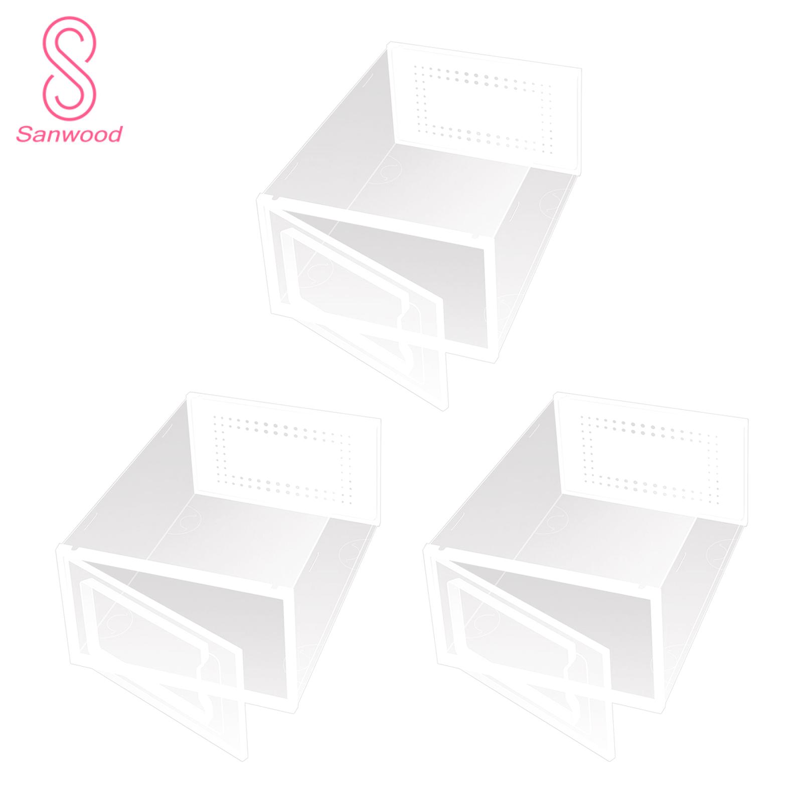 Transparent Shoe Box Stackable Shoe Storage Box Set of 3 Transparent ...