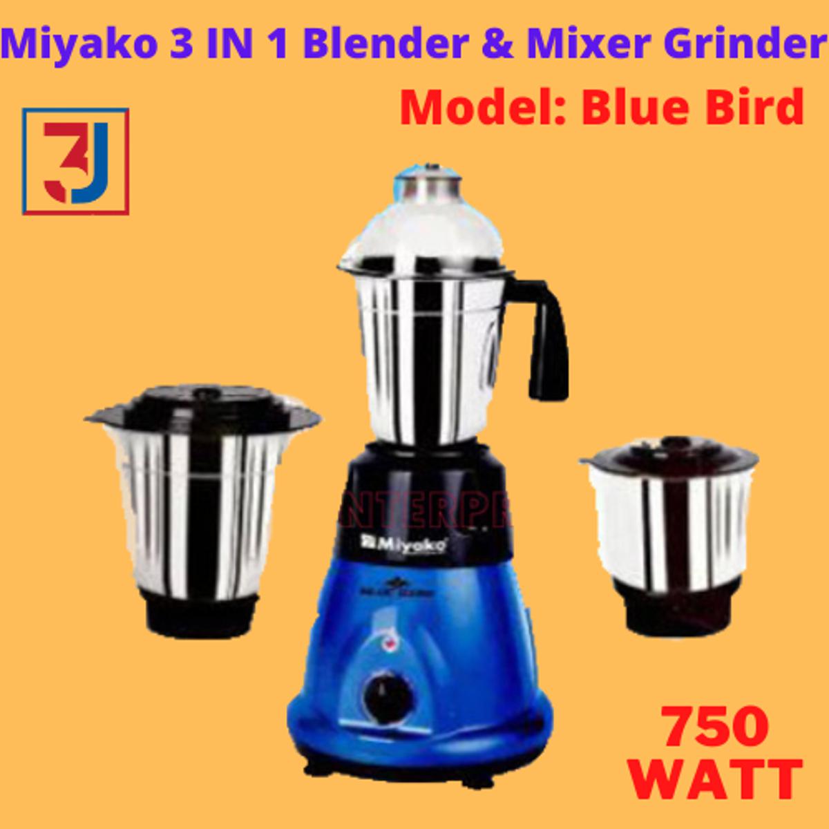 Miyako 3 IN 1 Blender & Mixer Grinder Blue Bird 750 Watt | Daraz.com.bd
