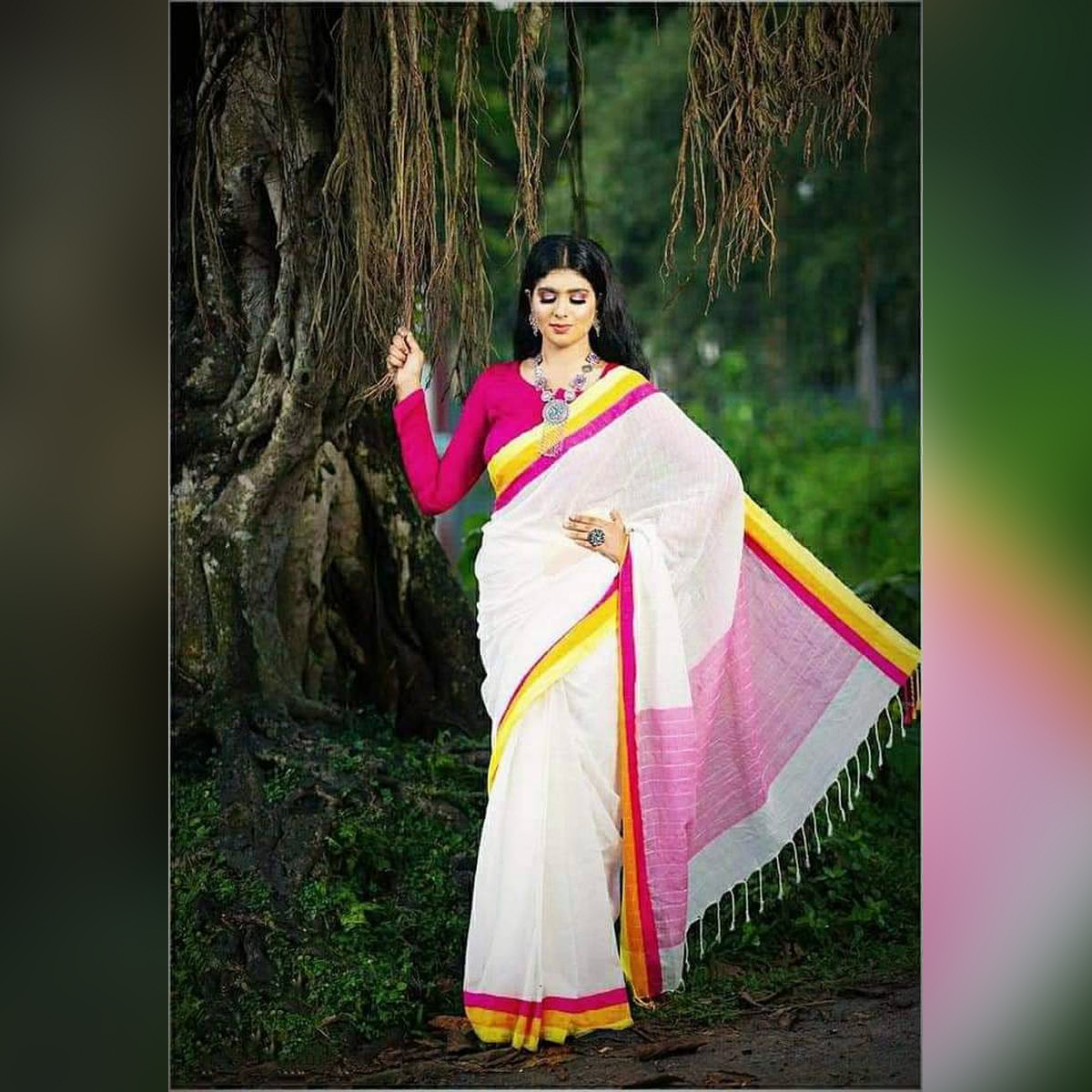 Chumki Sarees For Women White | Daraz.com.bd
