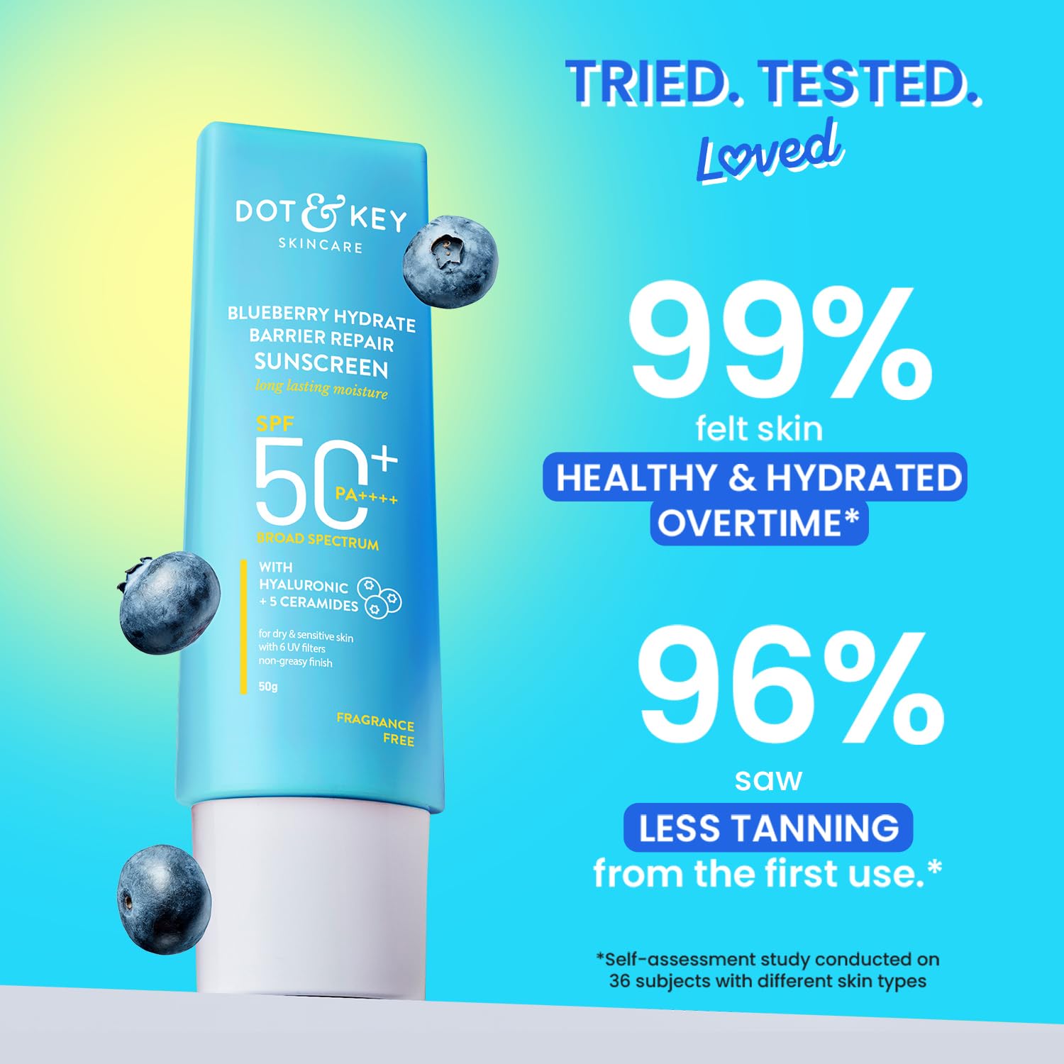 Dot & Key Blueberry Hydrate Barrier Repair Sunscreen SPF 50+, PA ...